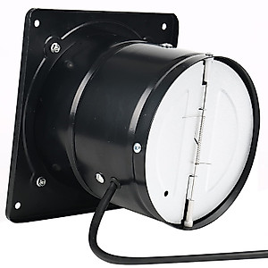 Fepinc Exhaust Fan with Plug, 8 inch 735CFM Through-the-Wall Extractor Exhaust with Light Weight Pure Copper Motor, Ventilation Fan for Kitchen, Bathroom, Toilets, Bedroom, and Office, 110V, Black