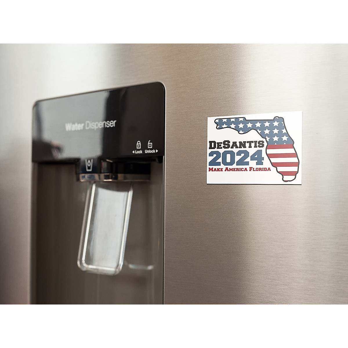 Bumper Sticker Magnet Sign | Ron Desantis President 2024 Magnet | Car Bumper Vinyl Magnet | Funny Tool Box Magnet Sign - 6x4 in. FJB Desantis 24 Make America Florida Map