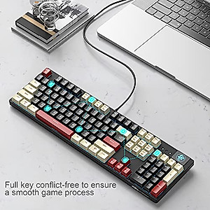 MageGee Mechanical Gaming Keyboard MK-Armor LED Blue Backlit and Wired USB 104 Keys Keyboard with Blue Switches, for Windows PC Laptop Game(White&Black)