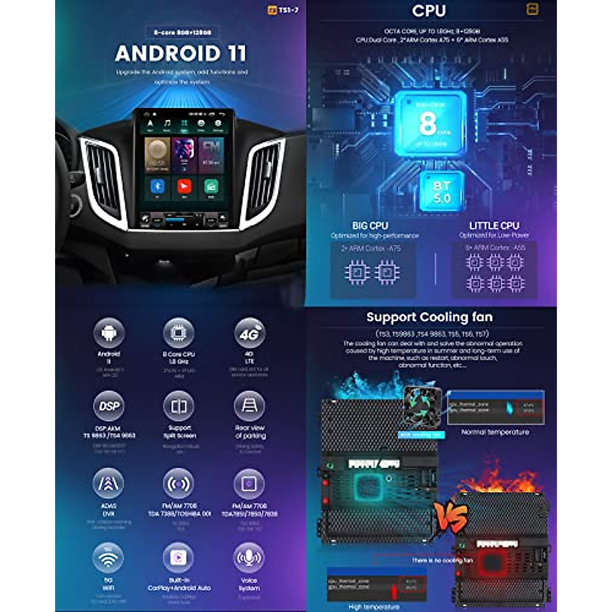 Android 11 GPS Navigation Stereo Radio 9 Inch Touch Screen Multimedia Player, for Chevy Cruze 2008-2013 Support Bluetooth/Steering Wheel Control/FHD/Reversing Camera,TS4 9836 4+64GB