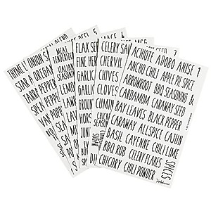 Talented Kitchen 145 Spice Labels Stickers, Clear Spice Jar Labels Preprinted for Seasoning Herbs Kitchen Spice Rack Organization, Water Resistant, Black All Caps