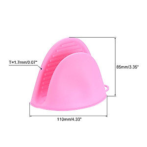 uxcell Mini Oven Mitts, 3 Pcs Heat Resistant Oven Gloves Pinch Grips Pot Holders for Kitchen Baking, Cooking, Grilling, Pink