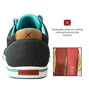 Twisted X Women's Kicks - Casual Sneakers Made with Hybrid Performance Leather, ecoTweed Lining, and Blended Rice Husk Outsole, Dark Teal & Teal, 10 M