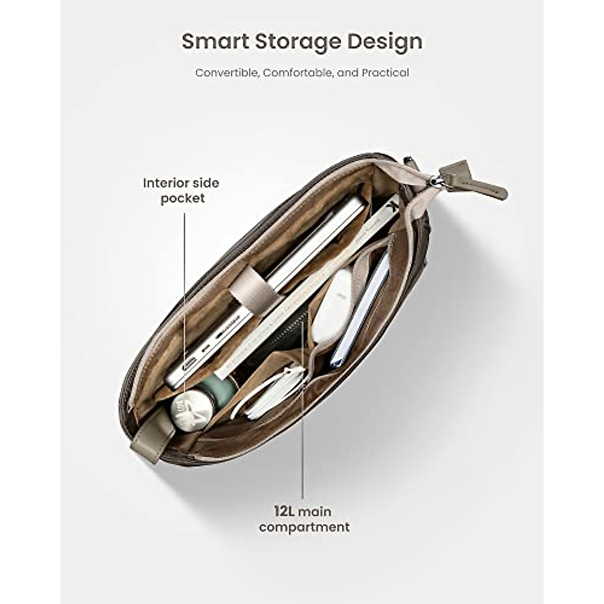 tomtoc Convertible Tote Bag Laptop Backpack for Woman, Slim Water-resistant Work Travel Casual Daypack Crossbody Shoulder Bag with Wide Top Open Laptop Compartment Fits 14 Inch Laptop