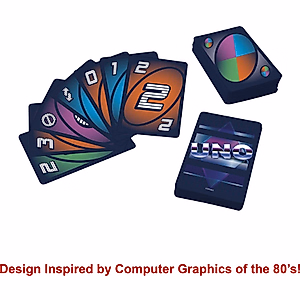 Mattel Games UNO Iconic Series 1980s Matching Card Game Featuring Decade-Themed Design, 112 Cards for Collectors, Teen & Adult Game Night, Ages 7 Years & Older.