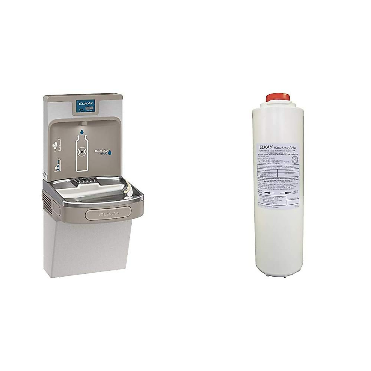 Elkay LZS8WSLP Bottle Filling Station (Light Gray Granite) Bundle with Replacement Filter