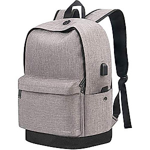 Kids School Backpack, Classic Basic Kids Backpacks 15.6 inch Laptop Bookbag with USB Charging Port Lightweight Casual Daypack Water Resistant Travel Bookbag Student Backpack for Teens Boys Girls, Grey