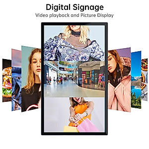 TouchWo 32 inch Capacitive Multi-Touch Screen Industrial Monitor, 16:9 Display 1920 x 1080P, Built-in Speakers, USB, VGA, DVI & HD-MI Ports, Digital Signage Displays and Player for Advertising