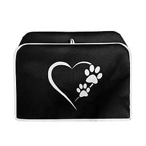 Psesaysky Dog Paw Heart 4 Slice Toaster Covers Kitchen Accessories Multicolor Decor Dust and Fingerprint Protection Bread Maker Oven Washable Covers Lightweight Bakeware Protector