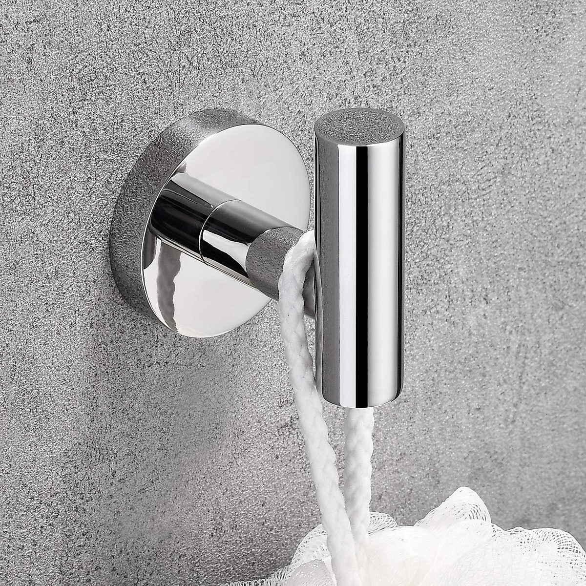 Polished Chrome Towel Coat Hooks SUS304 Stainless Steel Bathroom Clothes Garage Hotel Cabinet Closet Sponges Robe Hook Wall Mounted Round Kitchen Heavy Duty Bath Door Hanger 2 Pack