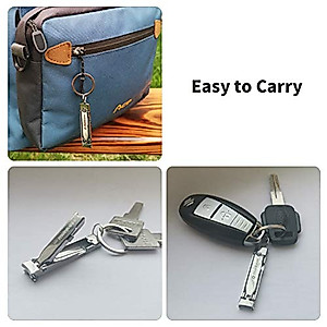 Munkees Ultra-Thin Nail Clippers Keychain, Mini Foldable Nail Cutter with Key Ring, Small Portable Stainless Steel Pocket Manicure Set for Travel, Camping, & Outdoors