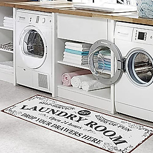 Kuilepa Farmhouse Laundry Room Area Rugs 20"X59" Non Slip Waterproof Laundry Floor Mat Durable Entrance Rug Area Rug for Kitchen Floor Laundry Room Bathroom Hallway Entryway Area Rugs (20"X59")