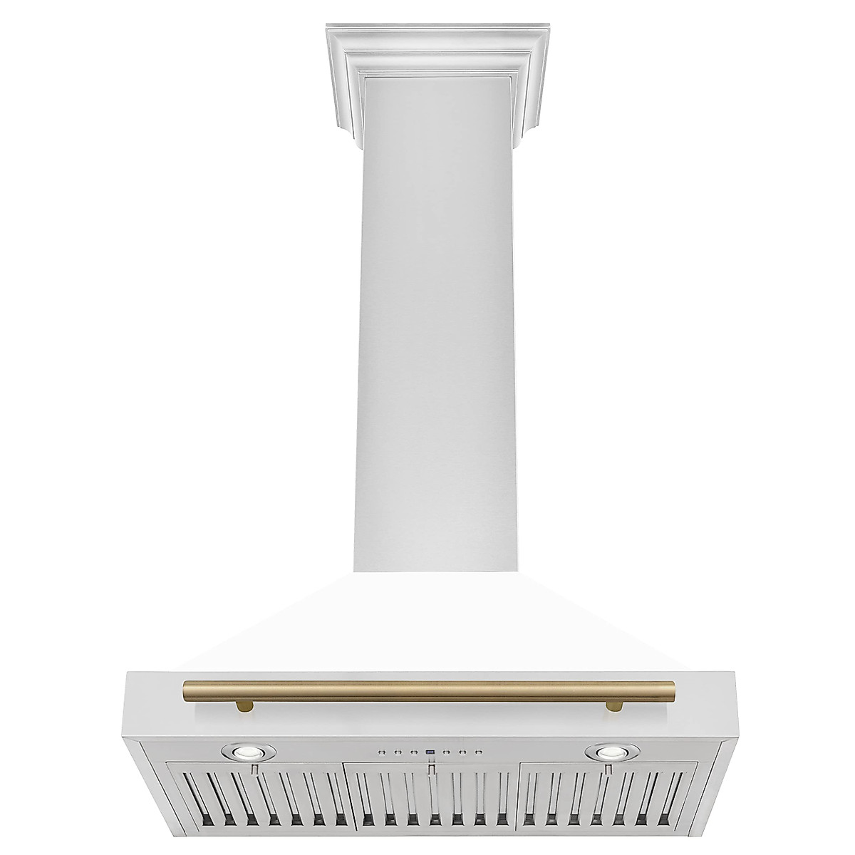 ZLINE 30" Autograph Edition Stainless Steel Range Hood with White Matte Shell and Champagne Bronze Accents