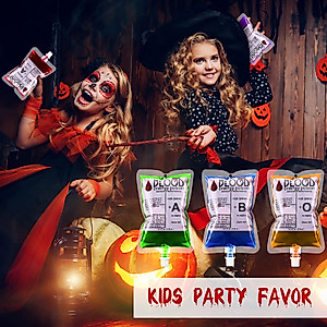 Nuenen 32 Pcs Halloween Blood Bags for Drinking, Vampire Party Drinking Pouches, Juice Puree Bag Reusable Energy Drink Container 8.5oz with Cap for Nurse Graduation Party