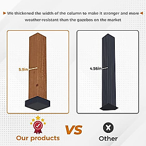 Erinnyees 12' x 12' Octagonal Hardtop Gazebo, Aluminum Frame with Wood Grain Finish, Double-layer Galvanized Steel Roof, Fully Enclosed Sidewall, Easy to Assemble