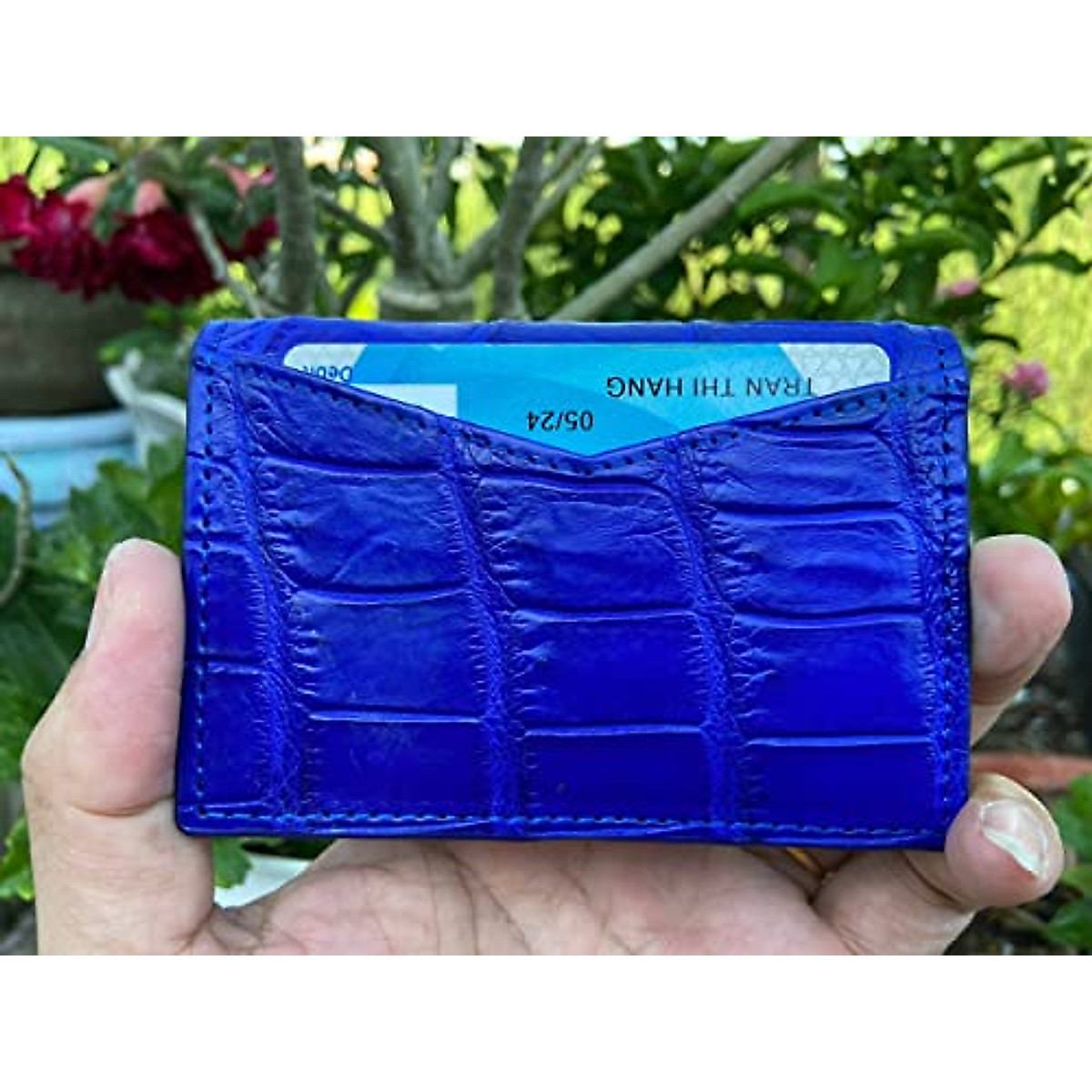 Vietnam Double side Blue Crocodile Alligator leather skin Credit Cardholder, leather credit cardcase, leather creditcard cover