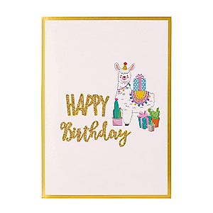 TRUANCE Pop Up Card Greeting Card Llama Hold Gift Box Birthday Card For Mom Dad Husband Wife With Blank Note Inside