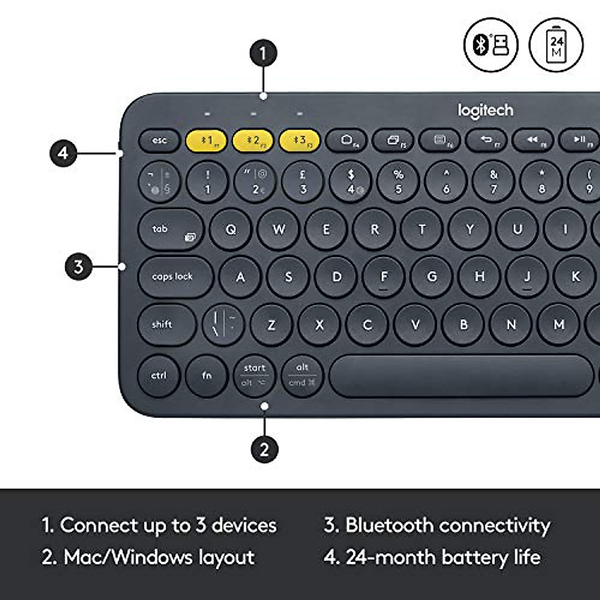Logitech K380 + M350 Wireless Keyboard and Mouse Combo - Slim Portable Design, Quiet Clicks, Long Battery Life, Bluetooth, Easy-Switch, Windows, Mac, iPadOS, Chrome OS Compatible - Dark Grey