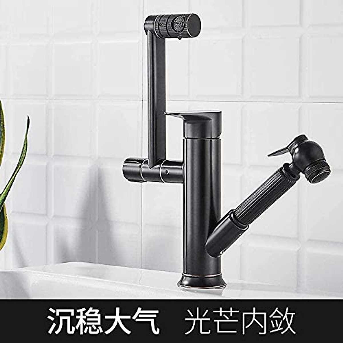 Kitchen Faucets Commercial Modern Basin hot and Cold Water Faucet Copper Rotating Telescopic Bathroom Bathroom Sink wash Basin Faucet can Pull