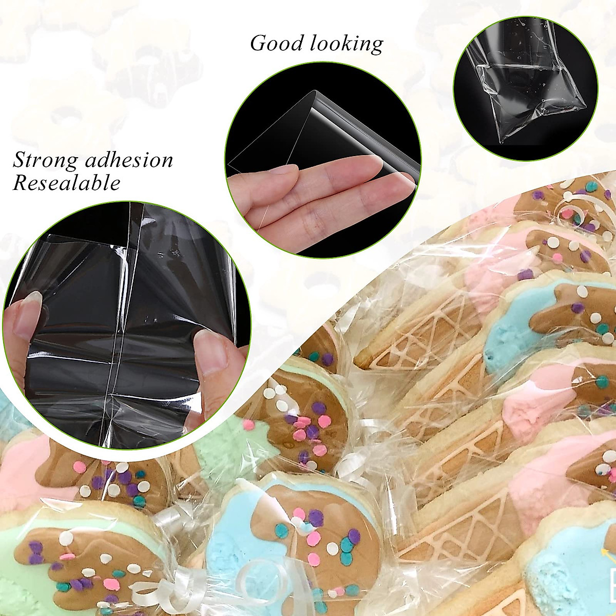 Easter Candy Bags, Clear Cellophane Pretzel Rods Bag, 100Ct 2 '' x 10 '' Cellophane Treat Bags for Chocolate Bars, Individual Chocolate Covered Pretzel Rods, Self Adhesive Sealing Plastic Cello Bags for Candy, Pastry