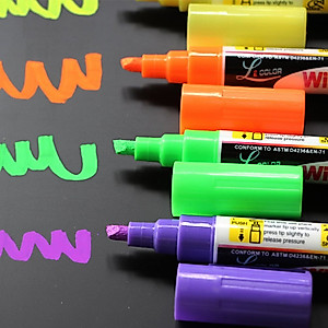 8 Pack Chalk Marker Pen Dry Erase Markers 6mm Reversible Bullet & Chisel Tip Fluorescent Markers Highlighters for LED Menu Board Bistro Board AD Drawing POP Art Glass Window Blackboard WhiteBoard
