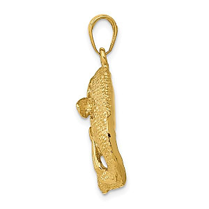 IceCarats 14K Yellow Gold Bass Fish Necklace Charm Pendant 31mm x 27mm Only
