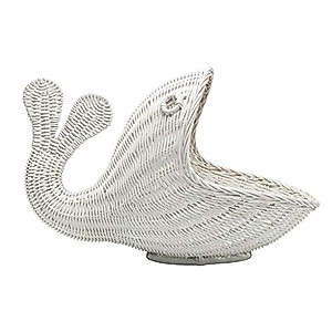 KOUBOO 1060104 Rattan Whale Storage Basket, White