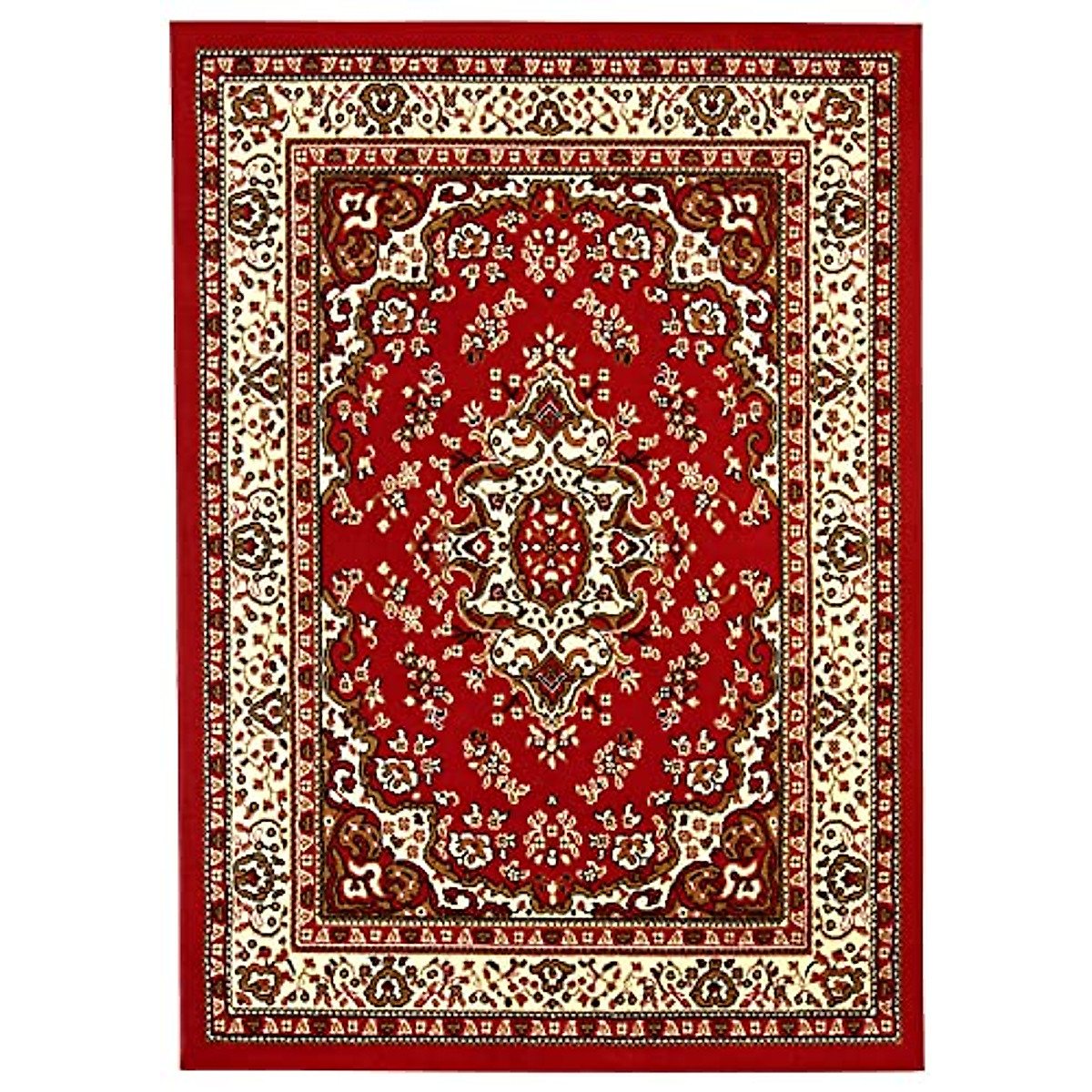 Antep Rugs Kashan King Collection HIMALAYAS Oriental Area Rug Maroon and Beige - Maroon and Beige - 6'7" x 9'
