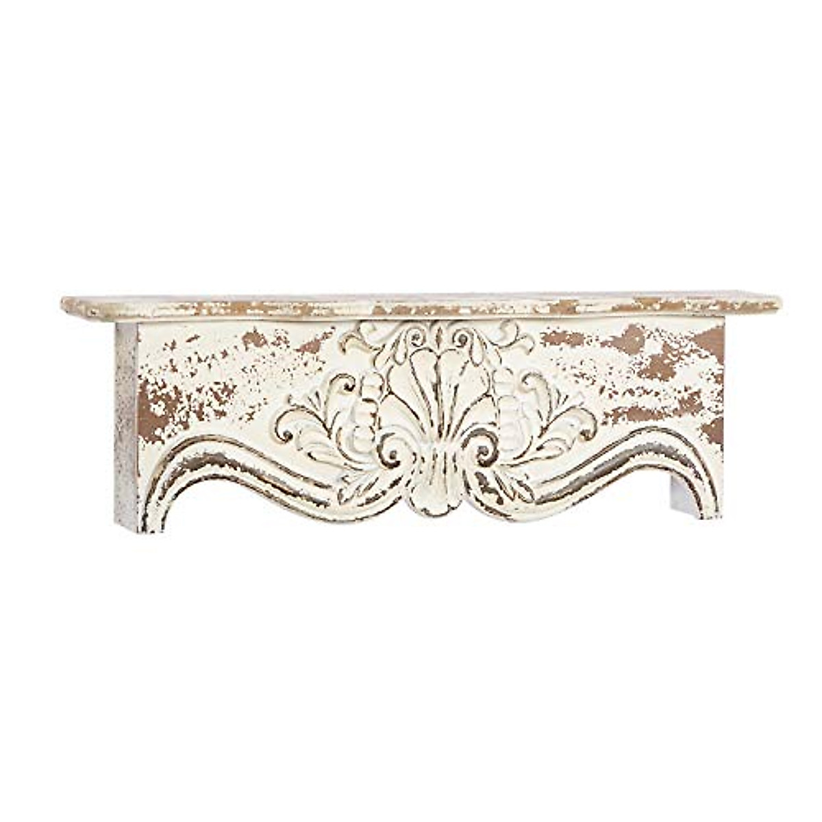 Deco 79 Wood Scroll 1 Shelf Wall Shelf, 28" x 6" x 9", Brown