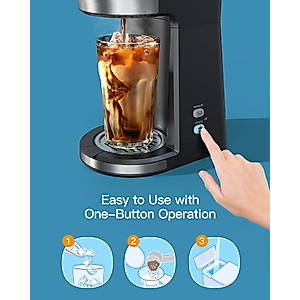 Famiworths Single Serve Coffee Maker, Iced and Hot Coffee Maker for K Cup & Ground Coffee, 6 to 14 Oz Brew Sizes, Iced Coffee Machine for Home, Office and RV, Black