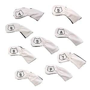 COOLSKY Golf Iron Head Cover Cute Akita Dog Animal Cartoon Pattern Thick Synthetic Leather PU Puppy Dog Headcovers Black 9PCS (4.5.6.7.8.9.A.P.S)