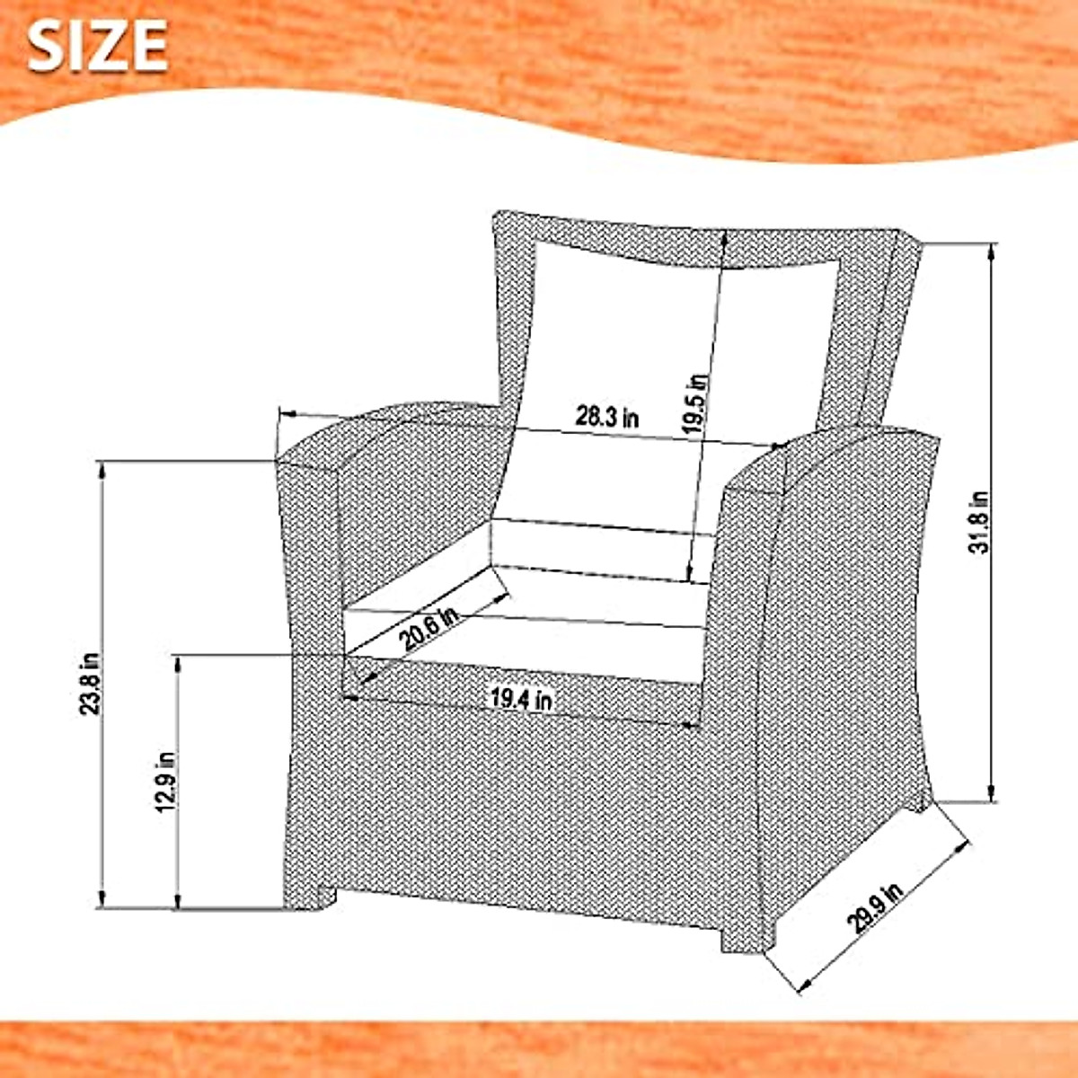 Atlantic Patio Atlantic Hibiscus 2-Piece Armchair Set with Light Grey Cushions Wicker | Ideal for Outdoors and Indoors, Black