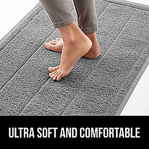 Gorilla Grip Stain and Fade Resistant Dirt Grabber Mesh Door Mat, Low-Profile, Heavy Duty Quick Dry Striped Doormat, Mats for Indoor or Outdoor Entry, Shoe Scraper, Garage Entrance Mat, 35x23, Gray