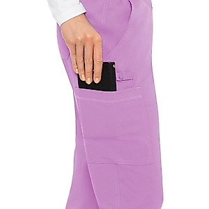 Med Couture Women's Yoga Pull-On Pant with 7 Pockets Ultra-Soft Rib-Knit Waistband and 2-Way Stretch Technology - MC7739, S, Lilac