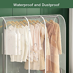 Clear Garment Rack Cover with Zipper Clothes Hanging Rack Cover Dustproof Waterproof Clothing Storage Protector (47.2x20x60 inch)