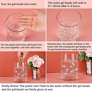 Suream Multi-Size Silver Floating Beads - 8/14/20mm, 500PCS No Hole Artificial Beads and 4600PCS Gel Water Beads for Vase Filler, Table Scatters, Candle Centerpieces, Wedding, Birthday, Floral Decore