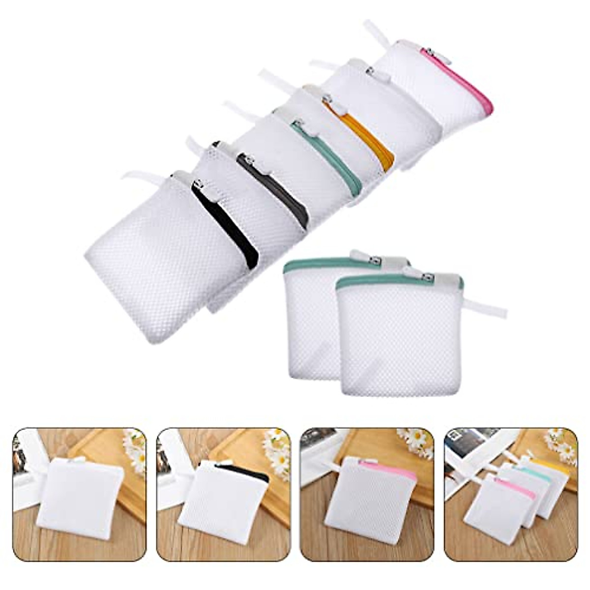 Zerodeko Mesh Laundry Bag 8pcs Mini Laundry Wash Bag Washing Machine Delicate Bags Lingerie Net Bags with Zipper for Clothes Bed Sheet Stuffed Toys Laundry