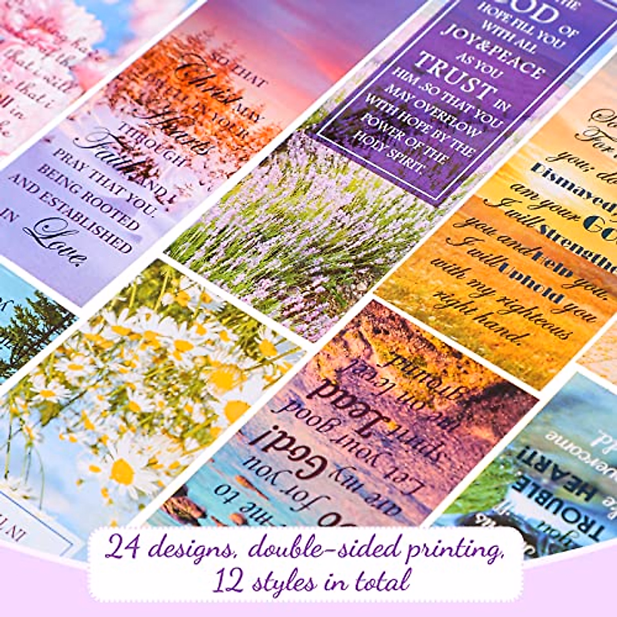 120 Pcs Bible Verse Inspirational Bookmarks Scripture Christian Motivational Bookmarks Encouragement Verse Page Marker with Colorful Ribbons Christmas Gifts for Women Men Church Office Supplies