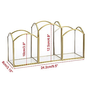 ELLDOO 3 Slots Glass Makeup Brush Holder Organizer for Vanity Dresser, Semicircle Rim Design, Pen Cup Holder Pencil Holder for Office Desk