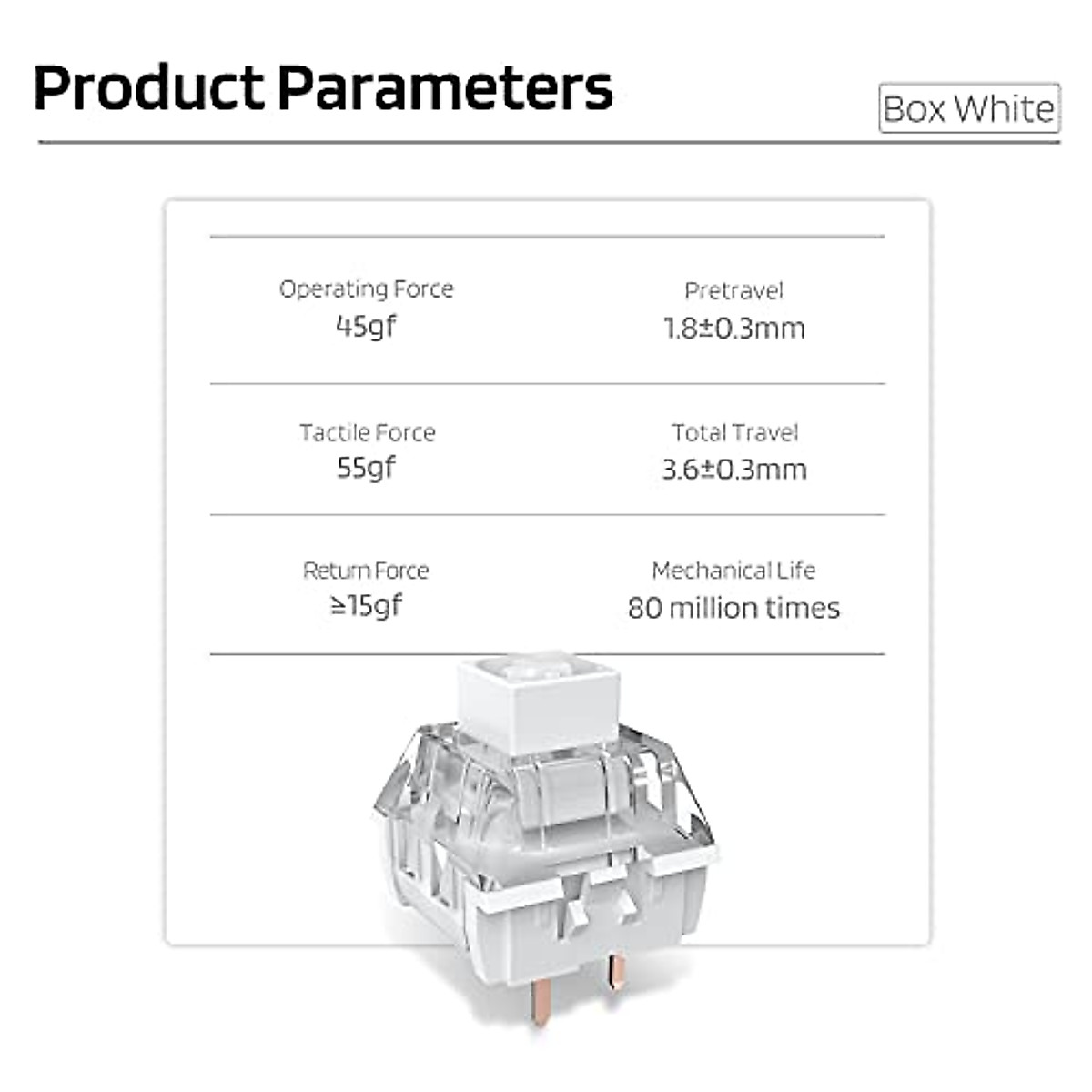 LTC Kailh x Box Switches White for Mechanical Gaming Keyboard DIY, 3pin Clicky RGB/SMD Waterproof MX Stem Switches with Switch Puller(30 Pcs, White)