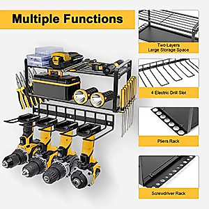 Jeasor Heavy Duty Floating Power Tool Organizers, Metal Holder Wall Mount Storage Rack for Tools, Premium and Sturdy Drill Rack, Multifunctional Garage Tool Rack, and Perfect for Screwdriver Holder