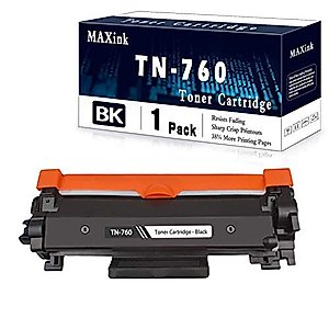 1-Pack Black TN-760 Toner Cartridge Repalcement for Brother DCP-L2550DW MFC-L2710DW L2750DW L2750DWXL HL-L2350DW L2370DW/DWXL L2390DW L2395DW Printer