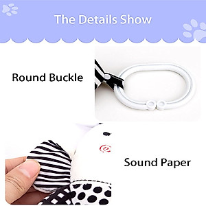 D-KINGCHY Baby Stroller Hanging Toy, Baby Toys 0-12 Months, Infant Toys Soft Plush Car Seat Toys with Teether Sound Wind Chimes, Black and White Toys for 0, 3, 6, 9, 12 Months (Fox)