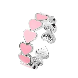 Statement and Stacking for Women Teen Girls y2k-Aesthetic Jewelry Ring Women Heart Love Opening Ring Jewelry Adjustable Fashionable y Engagement Promise Wedding Bands Ring (Pink, One Size)