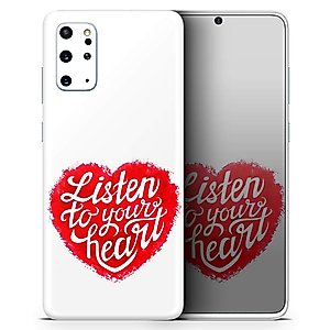 DesignSkinz Listen to Your Heart Protective Vinyl Decal Wrap Skin Cover Compatible with The Samsung Galaxy S20 (Screen Trim & Back Glass Skin)