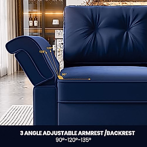 Belandi Modular Sectional Sofa Couch, U-Shaped Sleeper Couch with Reversible Chaise, Modular Sectionals with Ottomans, 6-Seat Sofa Set with Storage for Living Room, Blue