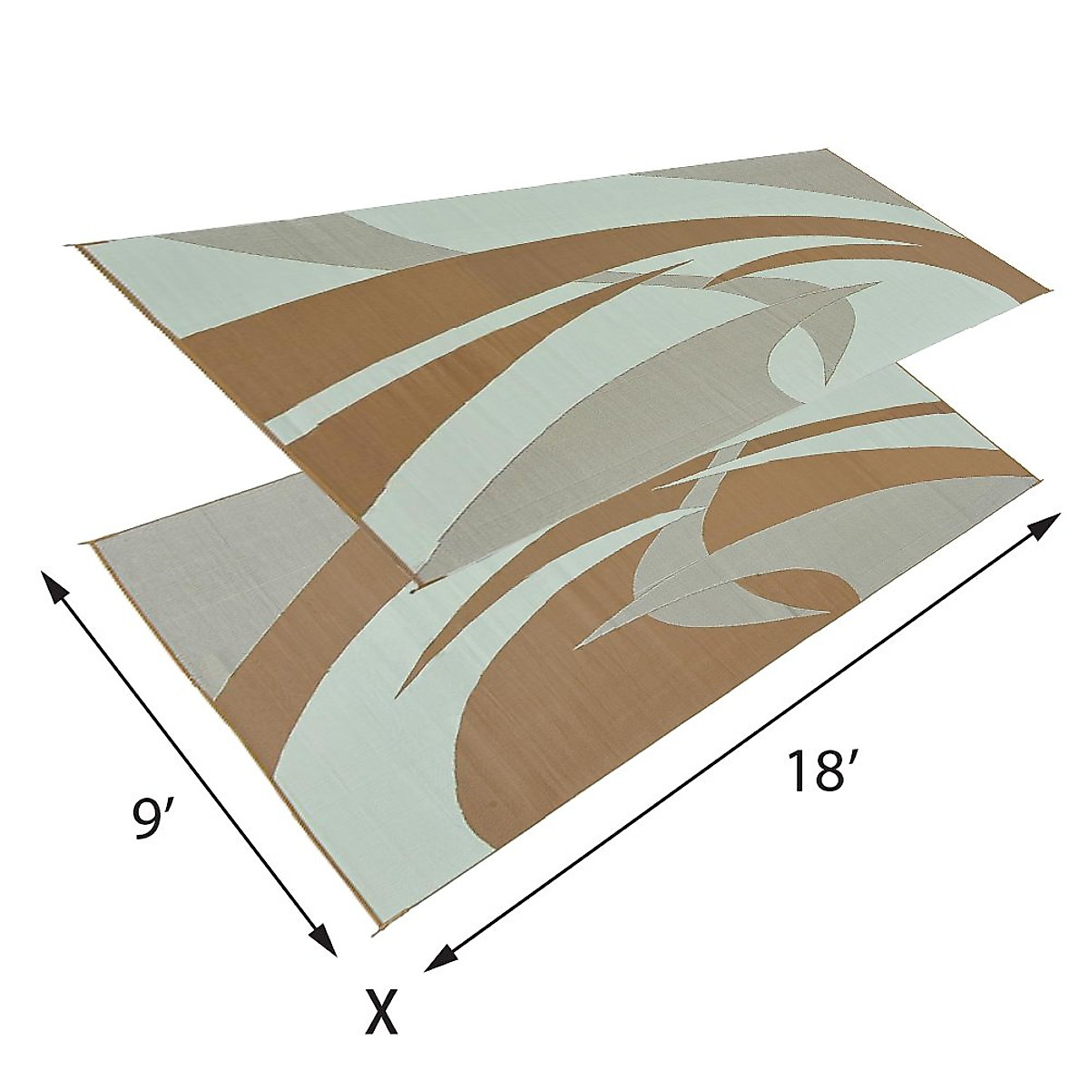 Stylish Camping - 159187 -Outdoor Patio/RV Camping Mat - Swirl (Brown/Beige, 9-Feet x 18-Feet)
