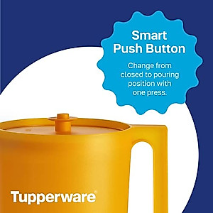 TUPPERWARE Brand Impressions Classic Sheer Pitcher with Lid, Papaya - 1 Gallon - Dishwasher Safe & BPA Free - Mess-Free, Reusable Plastic Pitcher - Extra Large Capacity