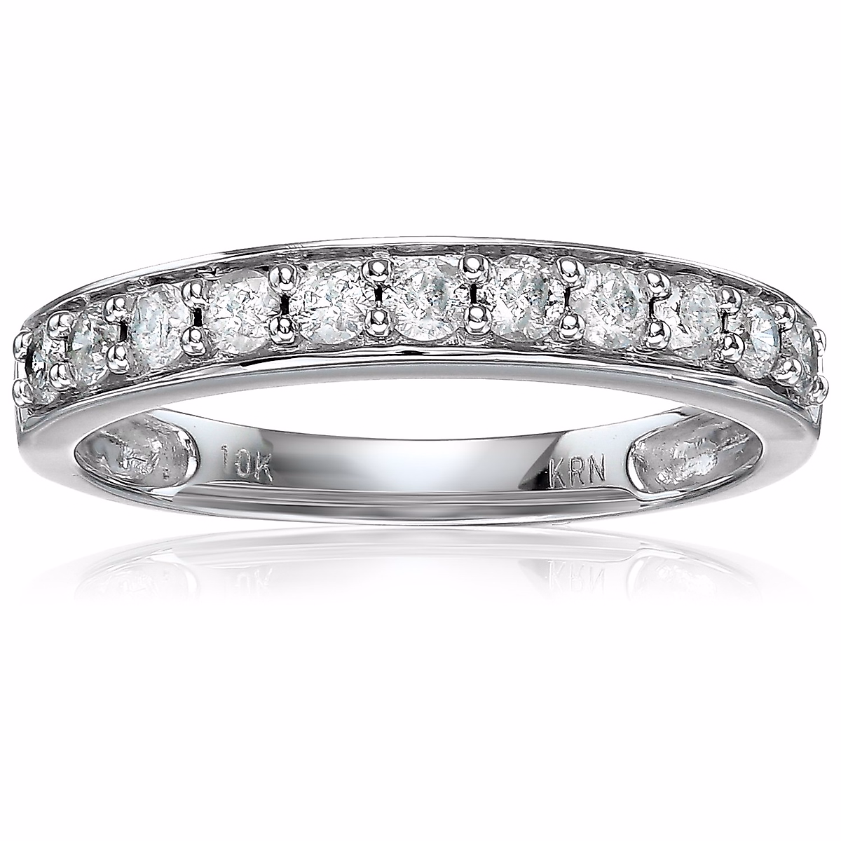 10k White Gold Round Diamond Wedding Band (1/2 cttw, I-J Color, I2-I3 Clarity), Size 7