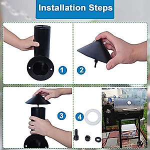Pellet Grill Smoke Stack Chimney Replacement for Pit Boss Traeger Camp Chef, Replacement Stack Smoker Kits with Umbrella, Gasket, Screw, Locking Washer & Washer